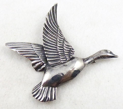 Sterling Silver Goose Brooch - Garden Party Collection Vintage Jewelry