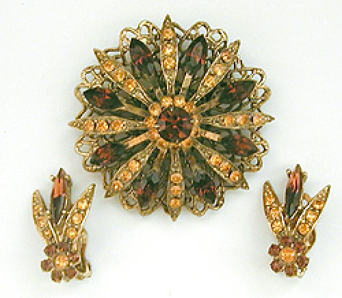 Selini Topaz Rhinestone Brooch Set - Garden Party Collection Vintage ...