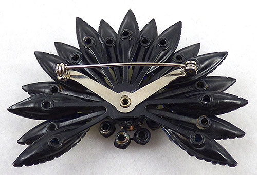 Japanned Blue and Gold Navette Brooch - Garden Party Collection Vintage ...