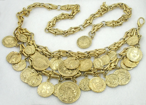 Double Gold Coin Belt - Garden Party Collection Vintage Jewelry
