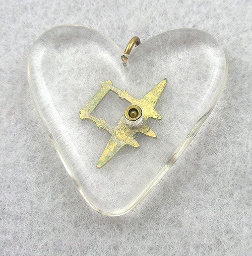 Lucite Heart Sweetheart Pendant - Garden Party Collection Vintage Jewelry
