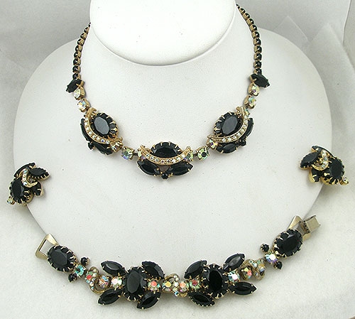 Black Rhinestone & Crystal Aurora Parure - Garden Party Collection ...