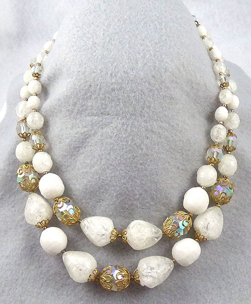 W. Germany White Bead Necklace - Garden Party Collection Vintage Jewelry