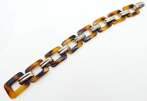 Faux Tortoise Shell Link Bracelet - Garden Party Collection Vintage Jewelry