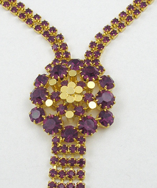 Amethyst Rhinestone Necklace - Garden Party Collection Vintage Jewelry