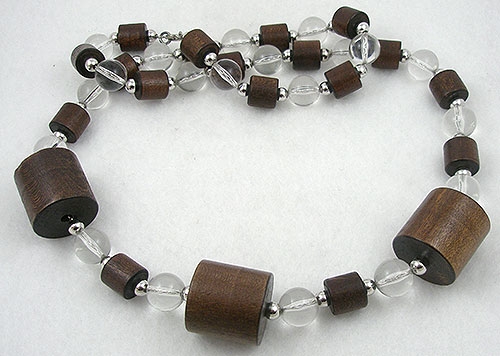 Wood & Lucite Bead Necklace - Garden Party Collection Vintage Jewelry