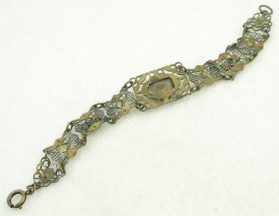 Art Deco Filigree Green Glass & Pyrite Bracelet - Garden Party ...